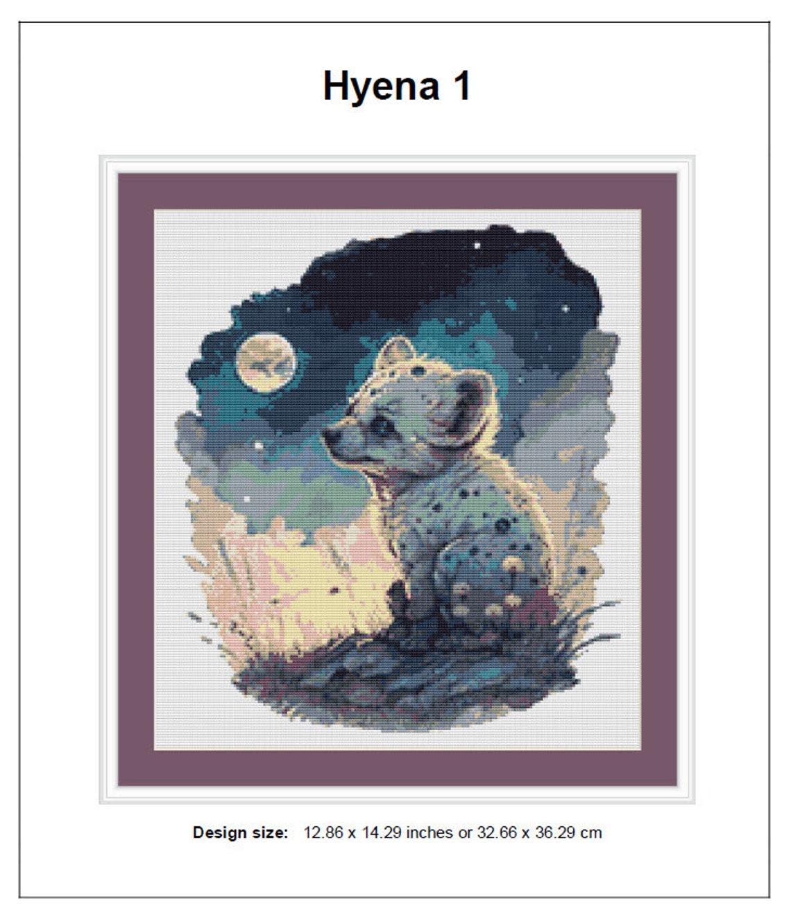 Hyena Cross Stitch Pattern 1 Instant PDF Download - Baby Hyena ...