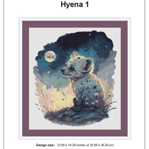 Hyena Cross Stitch Pattern 1 Instant PDF Download - Baby Hyena ...
