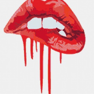 Red Lips Cross Stitch Pattern 5 Instant PDF Download Red | Etsy