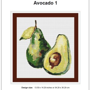 Avocado Cross Stitch Pattern 1 Instant PDF Download - Avocados ...