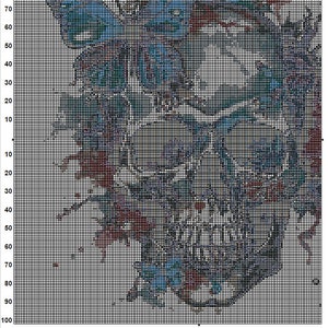 Human Skull Cross Stitch Pattern 2 Instant PDF Download - Splash Skull ...