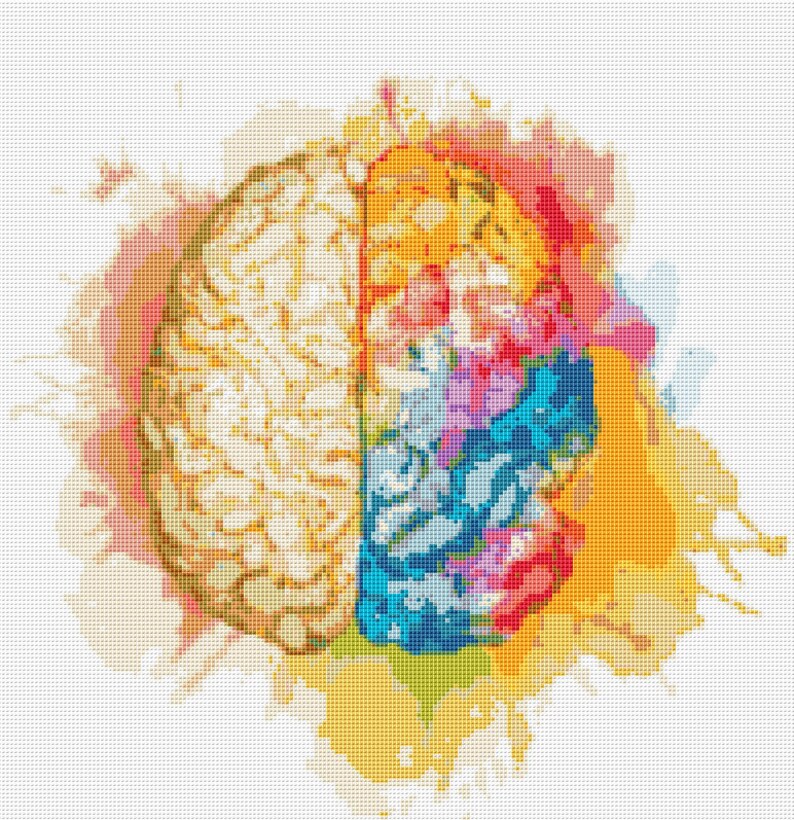 Brain Cross Stitch Pattern 1 Instant PDF Download Anatomy - Etsy