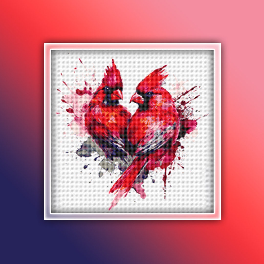 Cardinals Heart Cross Stitch Pattern 8 Instant PDF Download ...