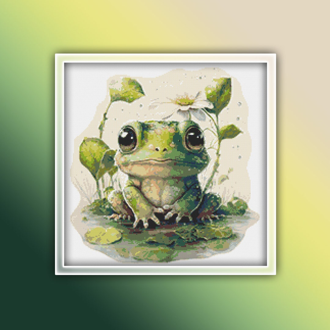 Frog Cross Stitch Pattern 9 Instant PDF Download - Frog Watercolor ...