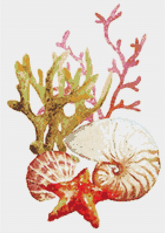 Coral Cross Stitch Pattern 1 Instant PDF Download Coral | Etsy