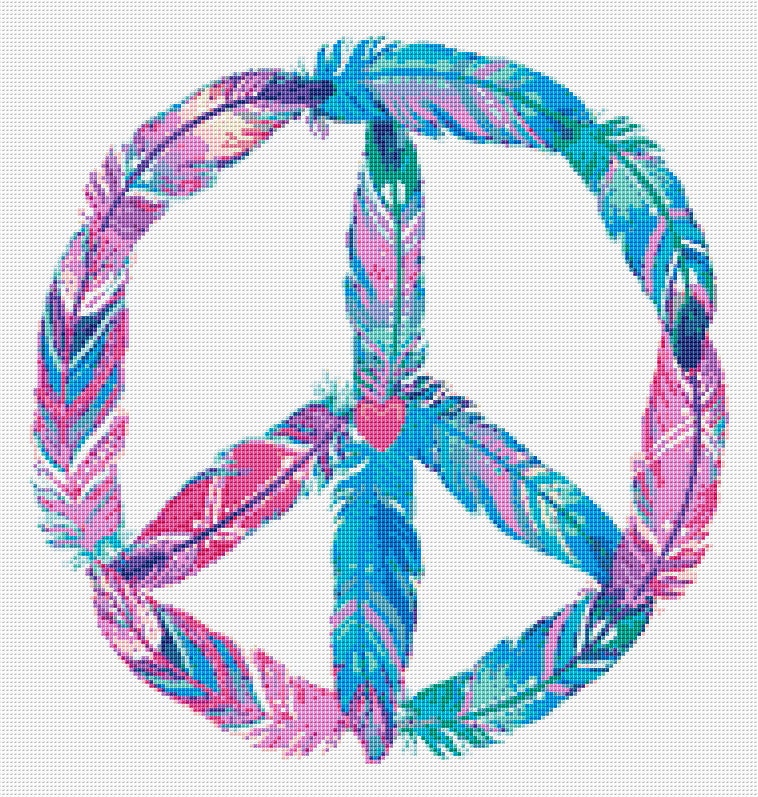 Feather Peace Sign Cross Stitch Pattern 1 Instant PDF | Etsy