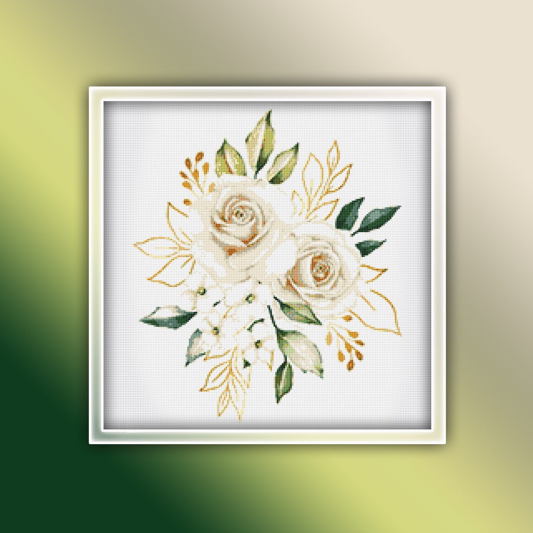 White Roses Cross Stitch Pattern 8 Instant PDF Download | Rose ...