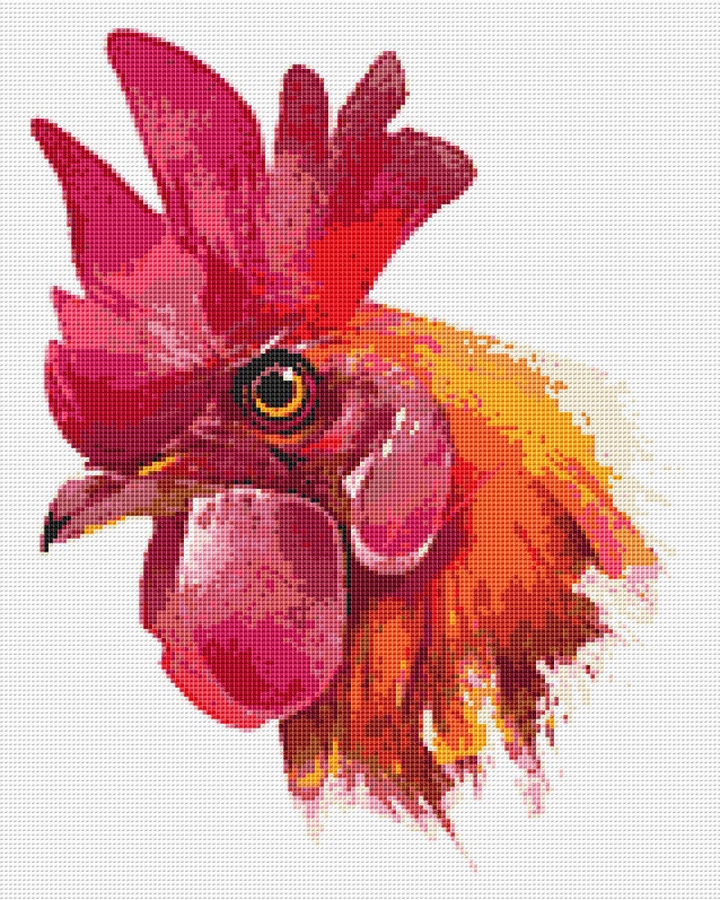 Rooster Cross Stitch Pattern 1 Instant PDF Download Chicken - Etsy
