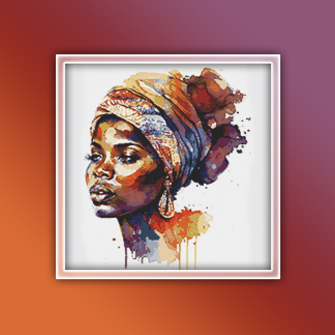 African Woman Cross Stitch Pattern 9 Instant PDF Download - African ...