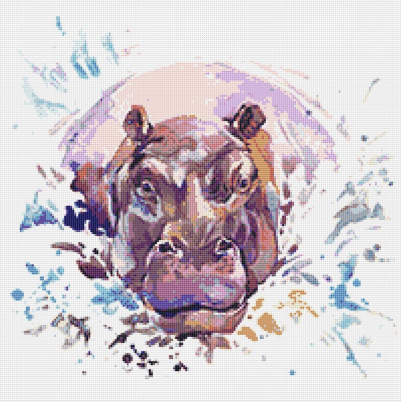Hippo Cross Stitch Pattern 1 Instant PDF Download - Etsy