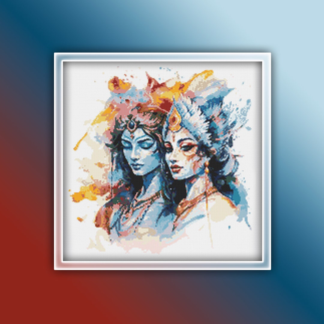 Rama and Sita Cross Stitch Pattern 2 Instant PDF Download - Watercolor ...