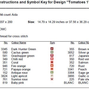 Tomatoes Cross Stitch Pattern 1 Instant PDF Download - Tomato ...