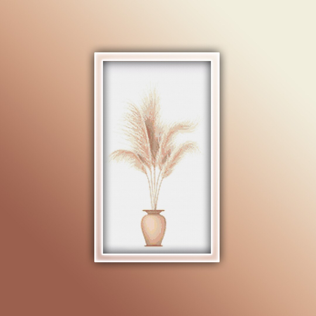 Pampas Grass Vase Cross Stitch Pattern Instant PDF Download - Grass ...