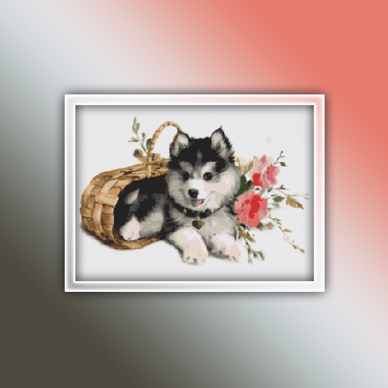 Husky Cross Stitch Pattern 3 Instant PDF Download Puppy | Etsy