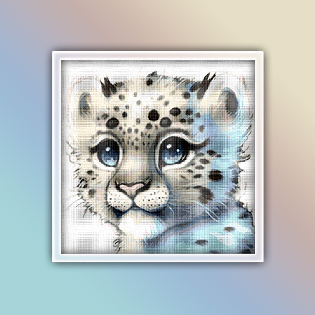 Snow Leopard Cross Stitch Pattern 3 Instant PDF Download - Leopard ...