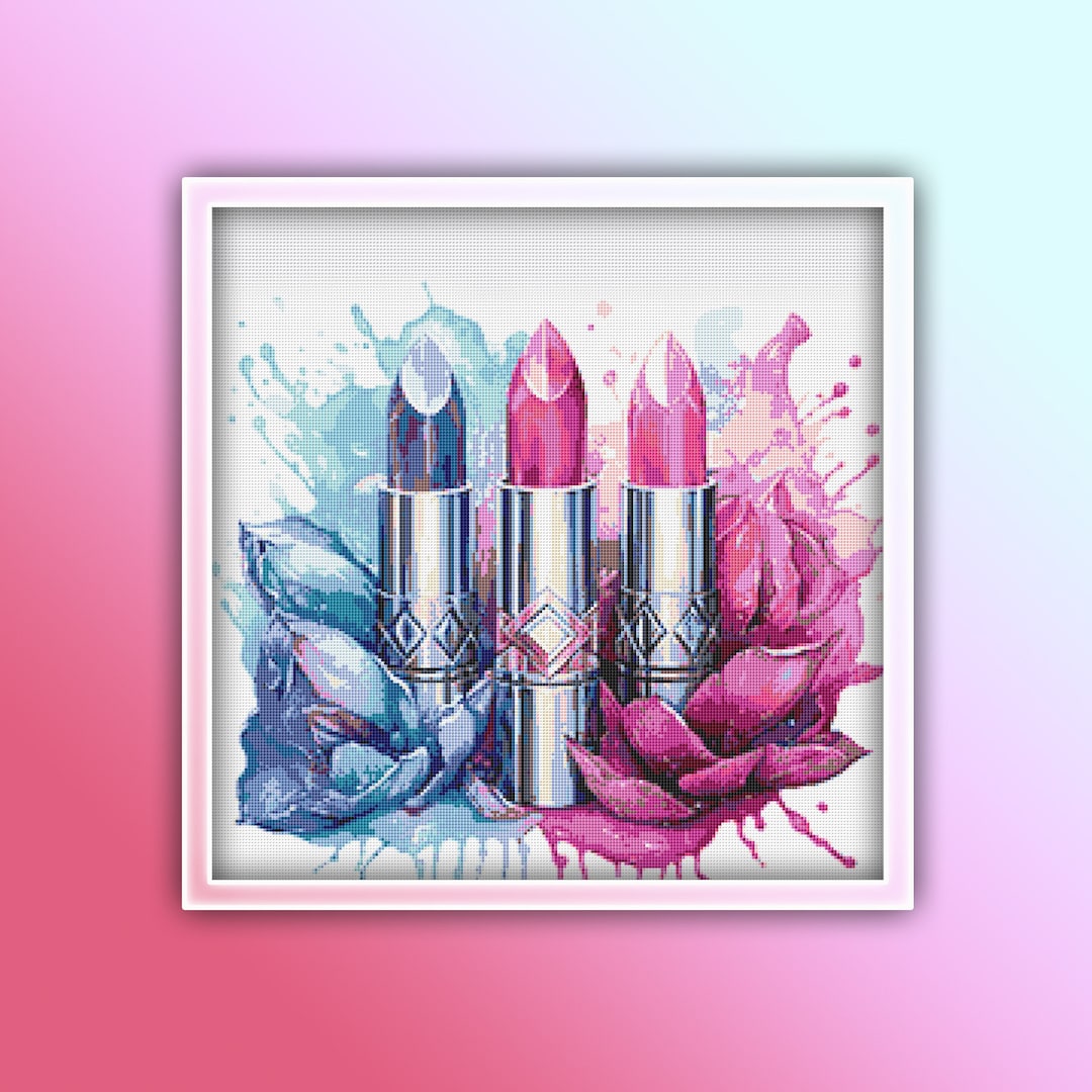 Lipstick Cross Stitch Pattern 1 Instant PDF Download - Makeup ...