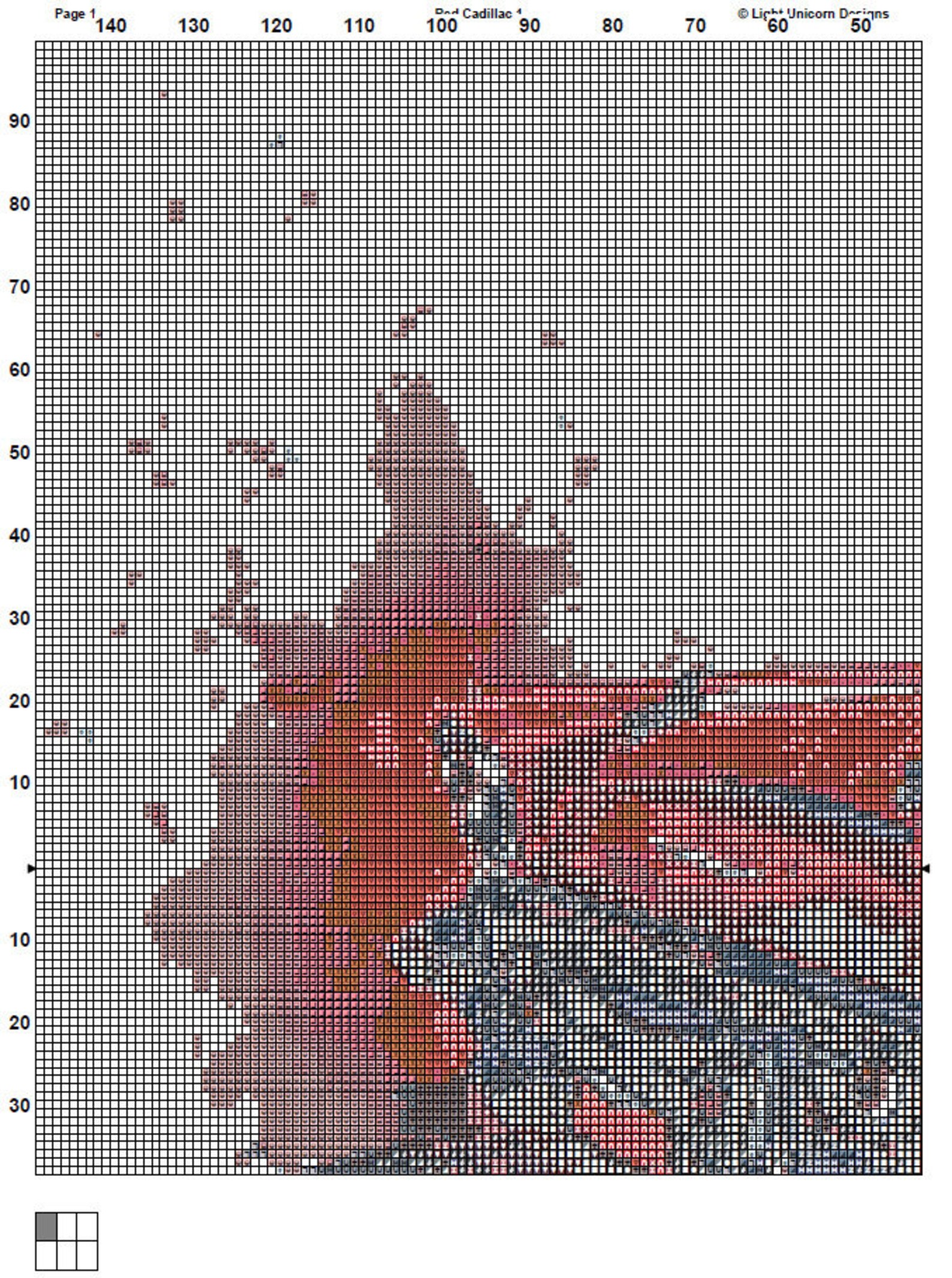 Red Cadillac Cross Stitch Pattern 1 Instant PDF Download - 57 Chevy Car ...