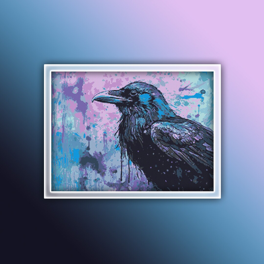 Raven Cross Stitch Pattern 2 Instant PDF Download - Raven Watercolor ...