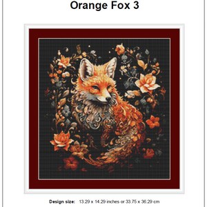 Orange Fox Cross Stitch Pattern 3 Instant PDF Download - Fox Watercolor Cross Stitch Pattern ...