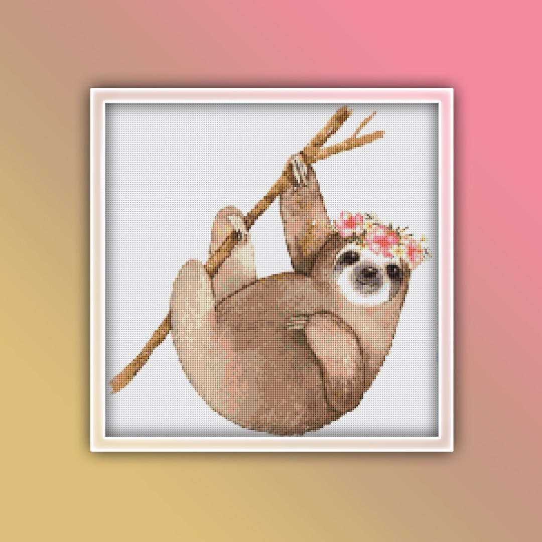 Sloth Cross Stitch Pattern 1 Instant PDF Download - Sloth Watercolor ...