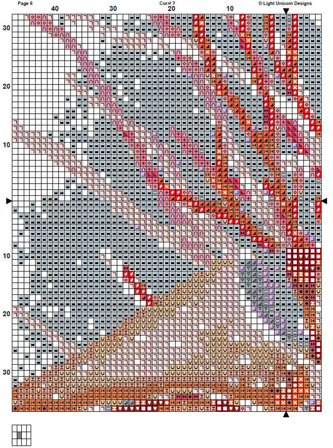 Coral Cross Stitch Pattern 2 Instant PDF Download - Nautilus Watercolor ...