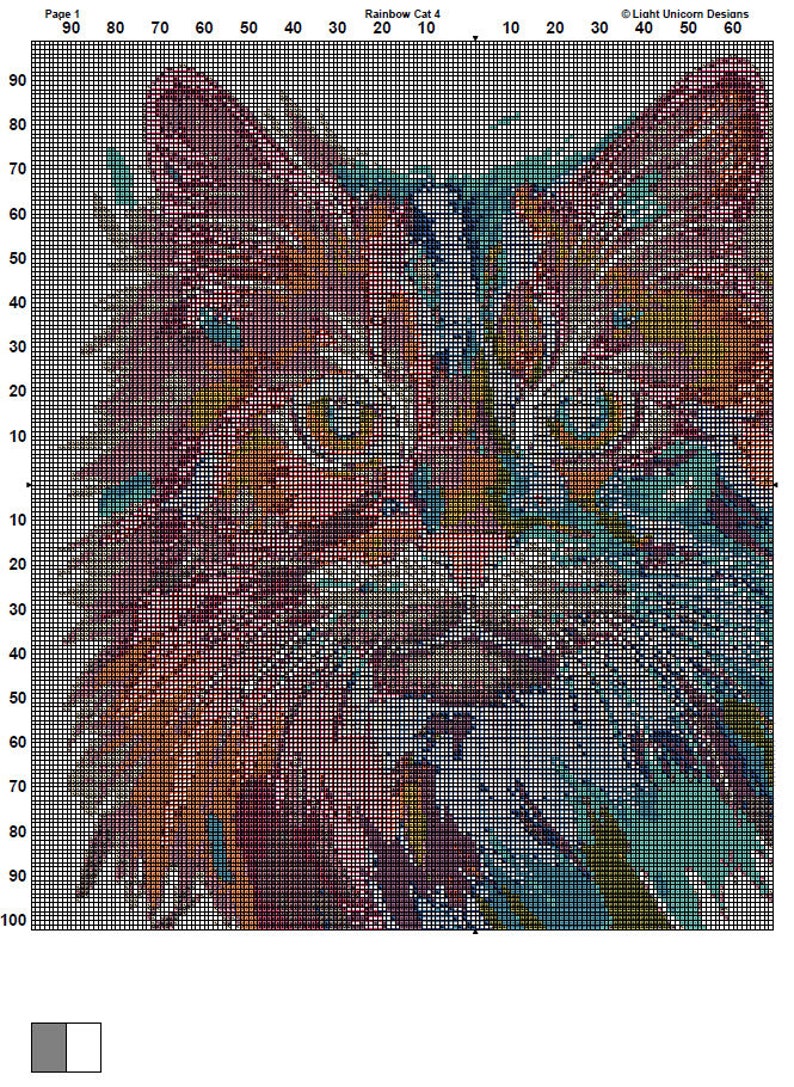 Rainbow Cat Cross Stitch Pattern 4 Instant PDF Download - Kitty ...