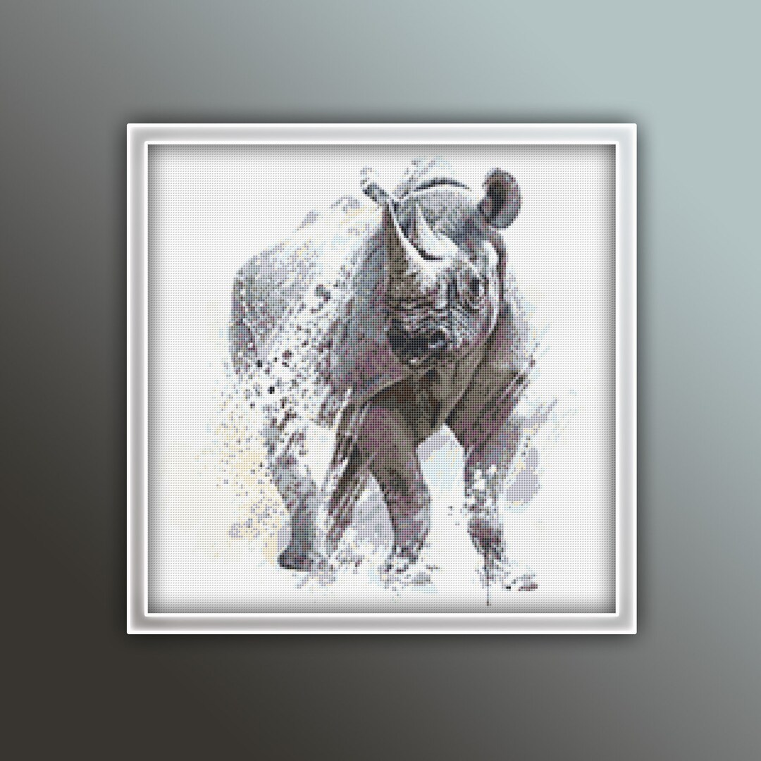 Rhino Cross Stitch Pattern 2 Instant PDF Download - Rhinoceros ...