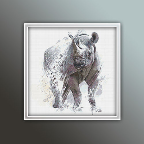 Rhino Cross Stitch Pattern 4 Instant PDF Download Rhinoceros - Etsy