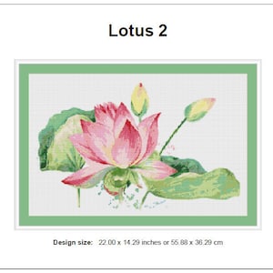Lotus Cross Stitch Pattern 2 Instant PDF Download - Lotus Watercolor ...
