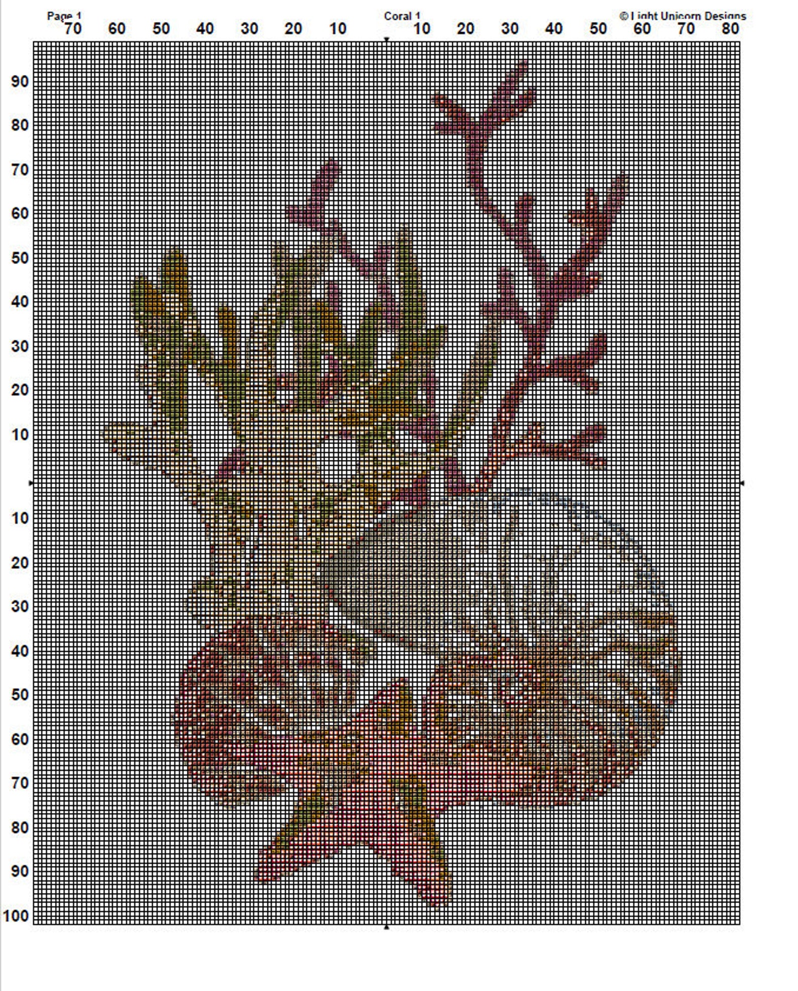 Coral Cross Stitch Pattern 1 Instant PDF Download - Coral Watercolor ...