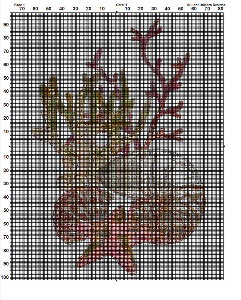 Coral Cross Stitch Pattern 1 Instant PDF Download - Coral Watercolor ...