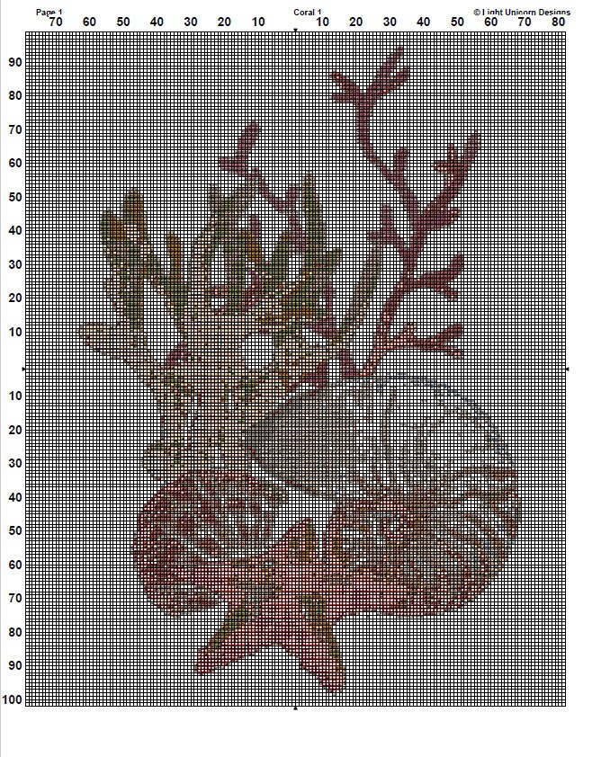 Coral Cross Stitch Pattern 1 Instant PDF Download - Coral Watercolor ...