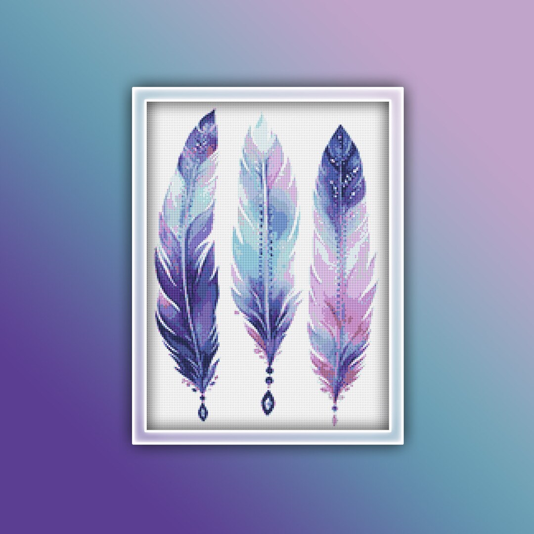 Feathers Cross Stitch Pattern 2 Instant PDF Download- Purple Feather ...