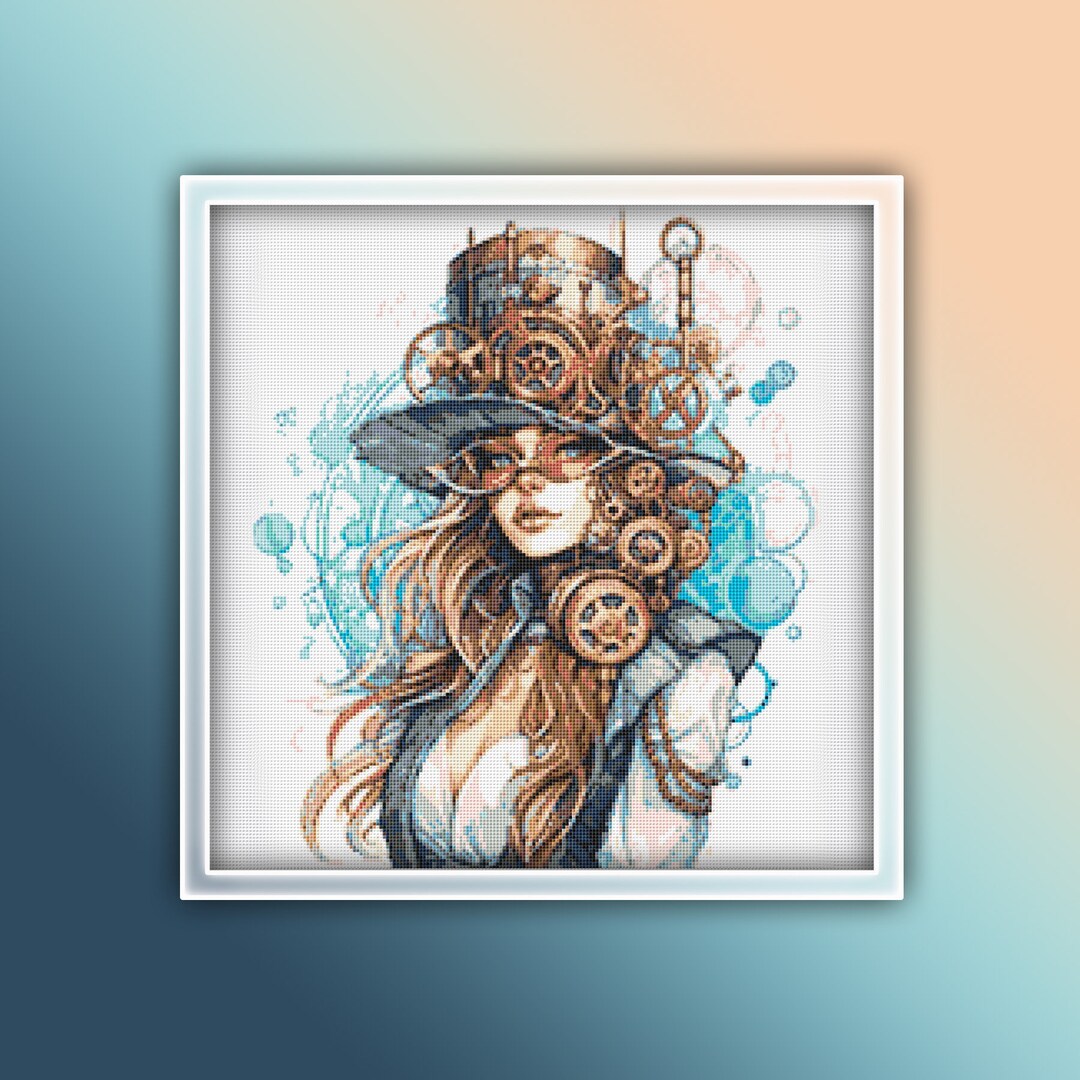Steampunk Woman Cross Stitch Pattern 4 Instant PDF Download - Woman ...