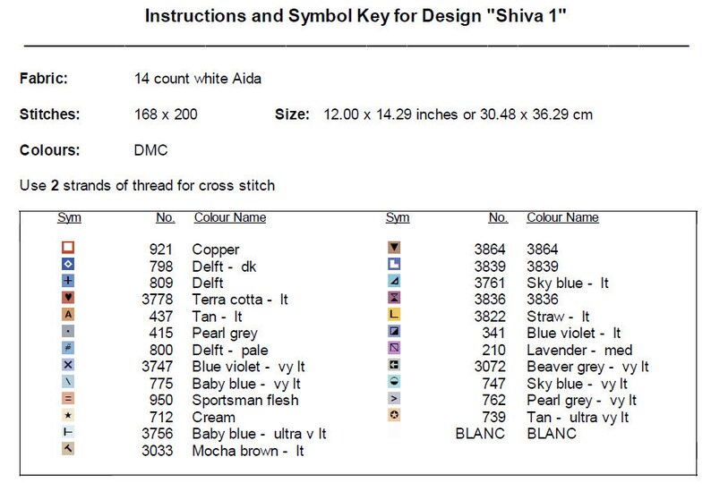 Shiva Cross Stitch Pattern 1 Instant Download Instant PDF - Etsy