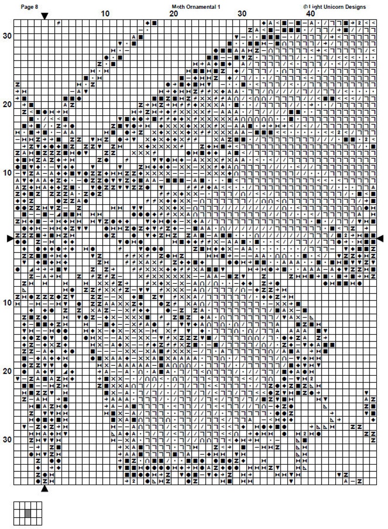 Moth Ornamental Cross Stitch Pattern 1 Instant PDF Download - Butterfly ...