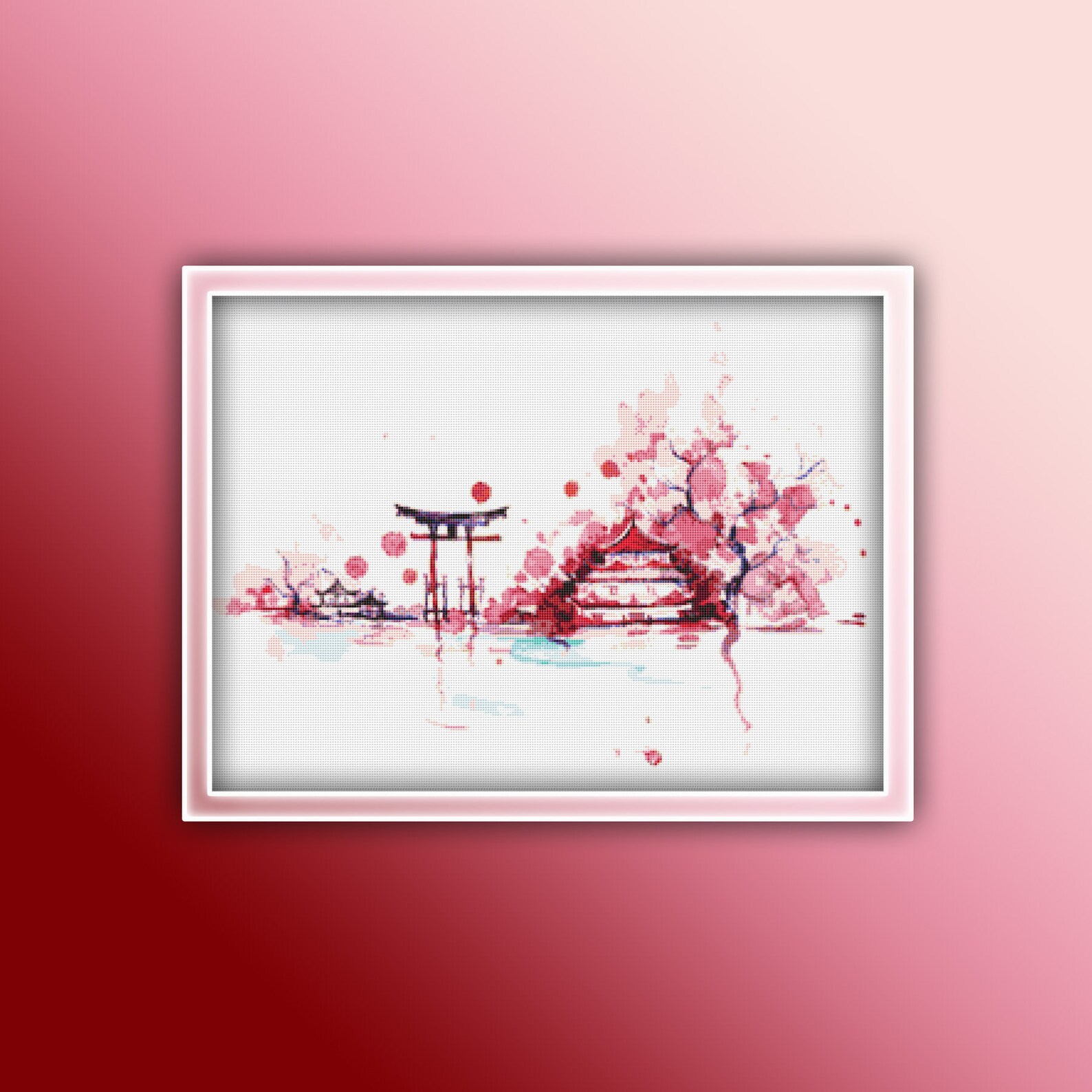 Japan Cross Stitch Pattern 1 Instant PDF Download - Tree Watercolor ...