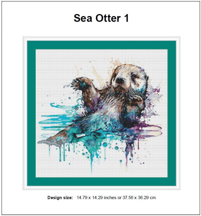 Sea Otter Cross Stitch Pattern 1 Instant PDF Download - Baby Sea Otter ...