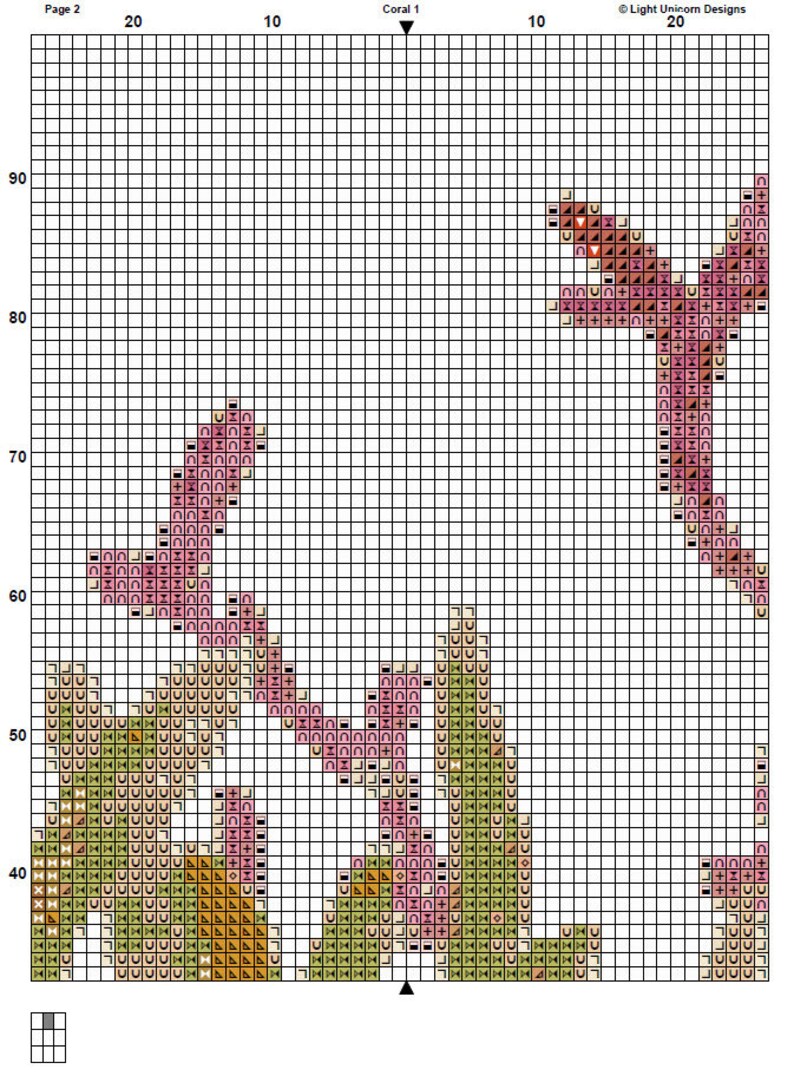 Coral Cross Stitch Pattern 1 Instant PDF Download - Coral Watercolor ...