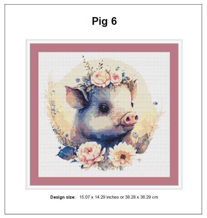 Pig Cross Stitch Pattern 6 Instant PDF Download Potbelly Pig - Etsy