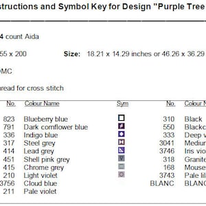 Purple Tree Cross Stitch Pattern 3 Instant PDF Download | Spring Tree ...