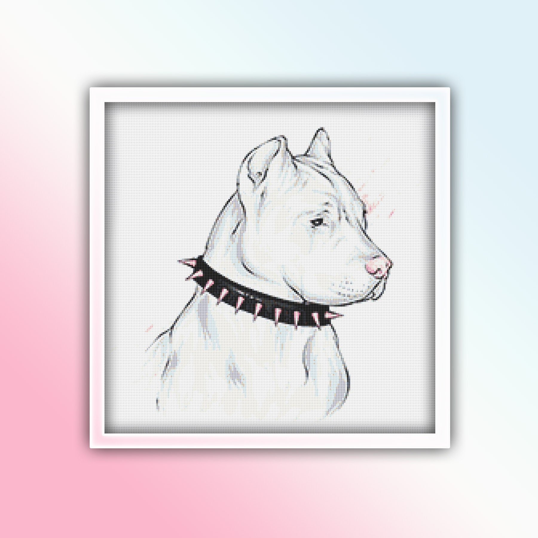 White Pitt Bull Cross Stitch Pattern 1 Instant PDF Download | Etsy