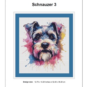 Schnauzer Cross Stitch Pattern 3 Instant PDF Download - Pinscher ...