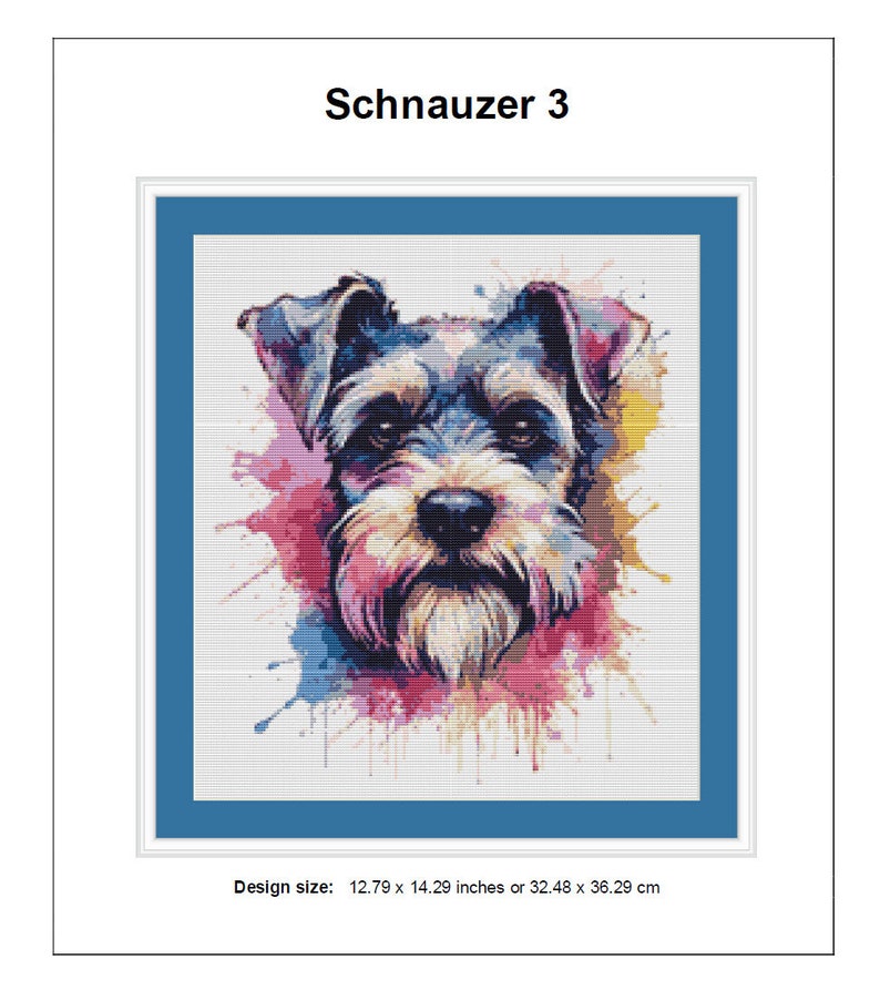Schnauzer Cross Stitch Pattern 3 Instant PDF Download - Pinscher ...