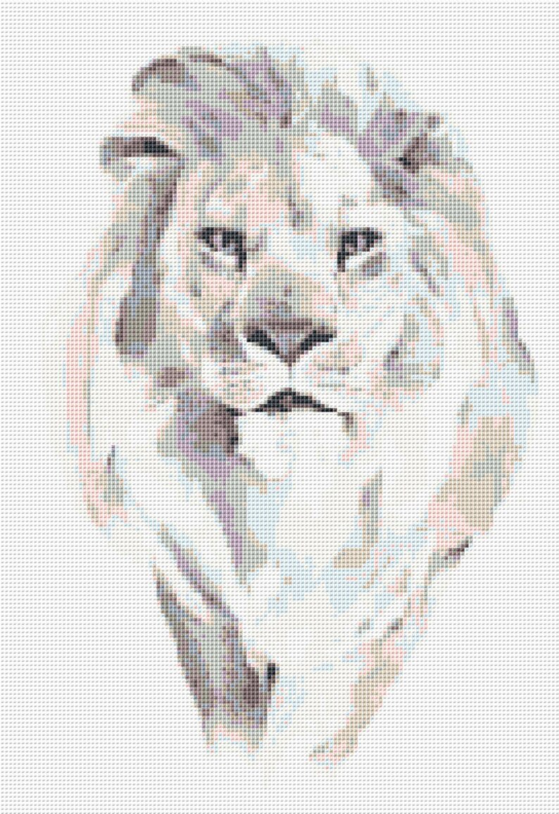 White Lion Cross Stitch Pattern Instant PDF Download Lion | Etsy