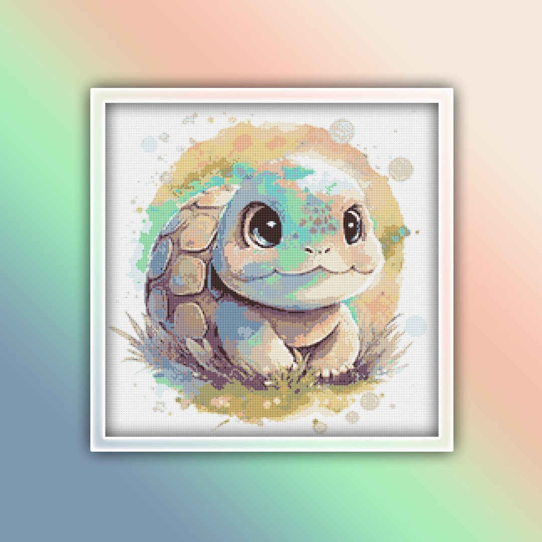 Tortoise Cross Stitch Pattern 1 Instant PDF Download - Turtle Watercolor Cross Stitch Pattern ...