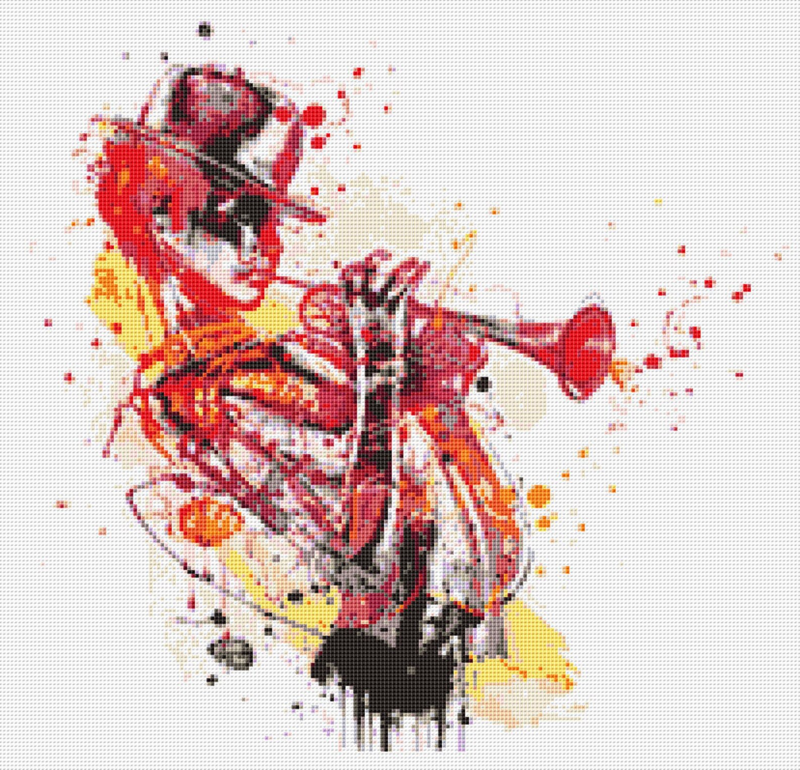 Trumpet Musician Cross Stitch Pattern 1 Instant PDF Download | Etsy