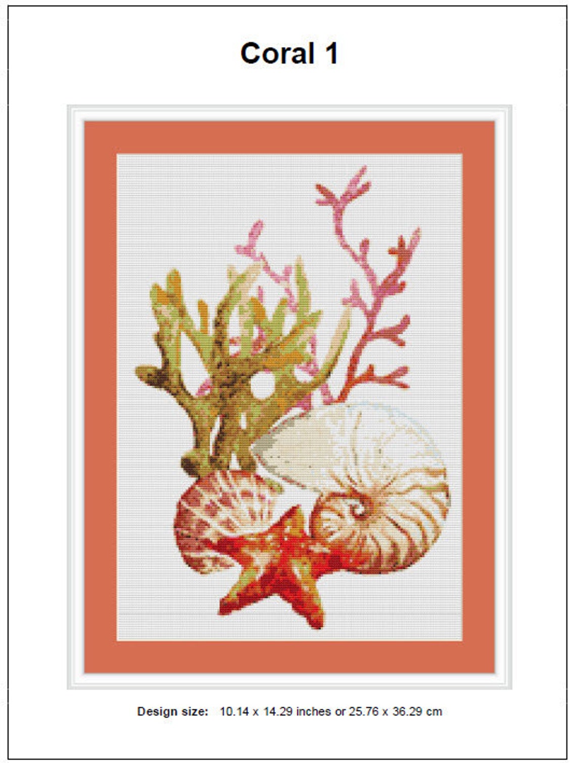 Coral Cross Stitch Pattern 1 Instant PDF Download - Coral Watercolor ...