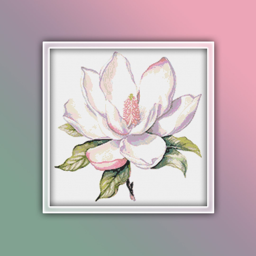 Magnolia Flower Cross Stitch Pattern 4 Instant PDF Download - Magnolia ...