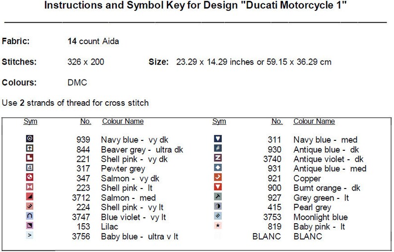 Ducati Motorcycle Cross Stitch Pattern 1 Instant PDF Download - Etsy